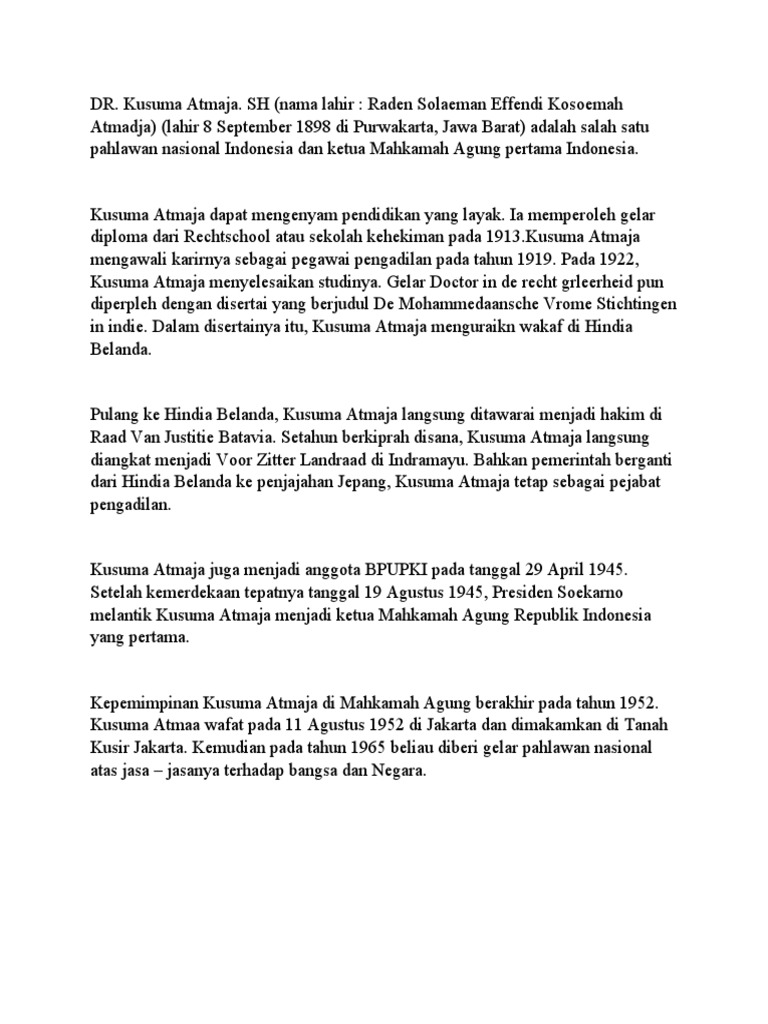 Biografi Kusuma Atmaja Vs Indo | PDF Biografi Kusuma Atmaja Vs Indo | PDF