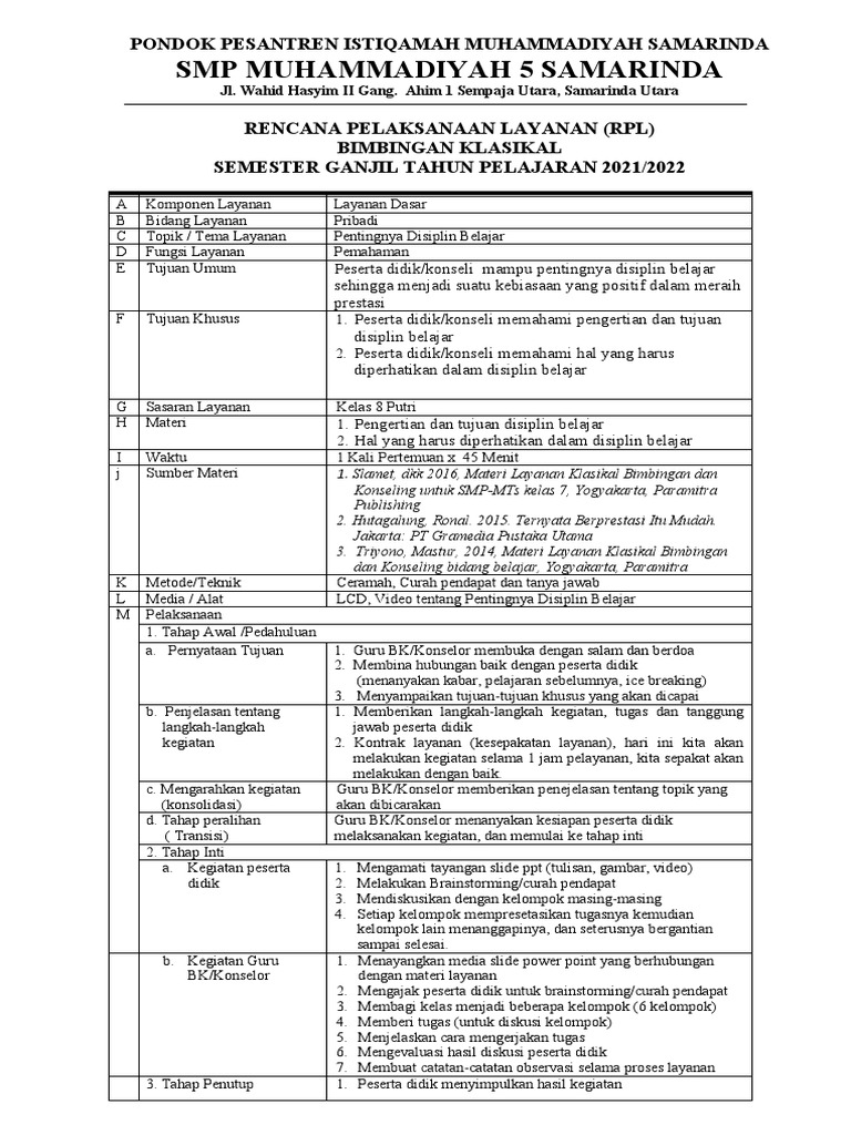 RPL Disiplin Belajar | PDF