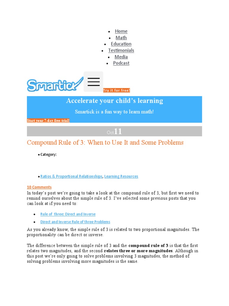 Accelerate Your Child's Learning: Compound Rule of 3: When To Use It ...