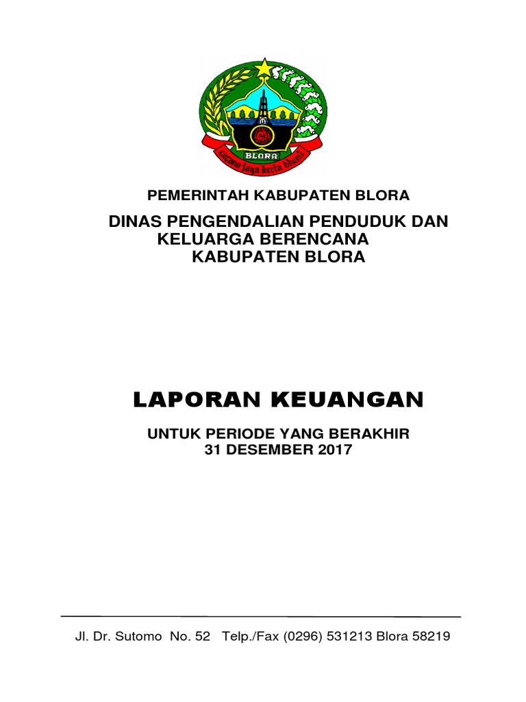 CALK Dinas Dalduk Dan KB Kabupaten Blora Tahun Anggaran 2017 X8zlyyh | PDF