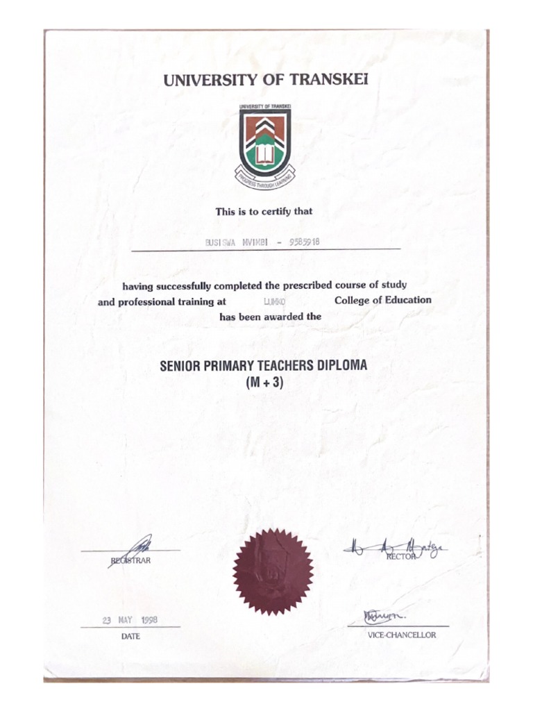 University of Transkei | PDF