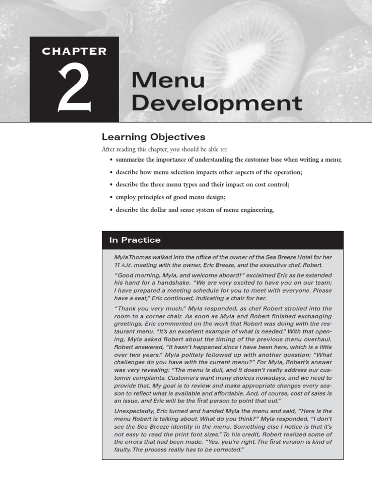 Chapter 2 - Menu Development | PDF | Menu | Restaurants