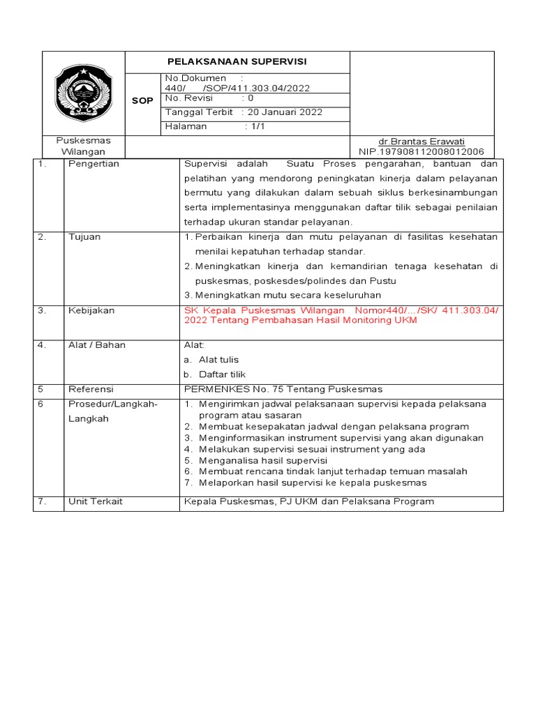 SOP Supervisi | PDF