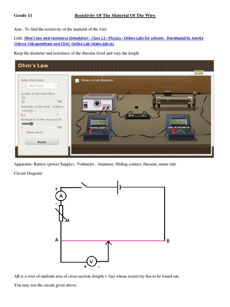 Determining Wire Resistivity Experiment | PDF | Science & Mathematics