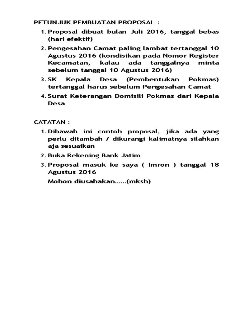 Contoh Proposal Pokmas | PDF