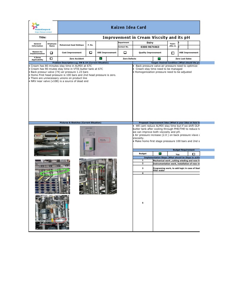 Kaizen Idea Card | PDF