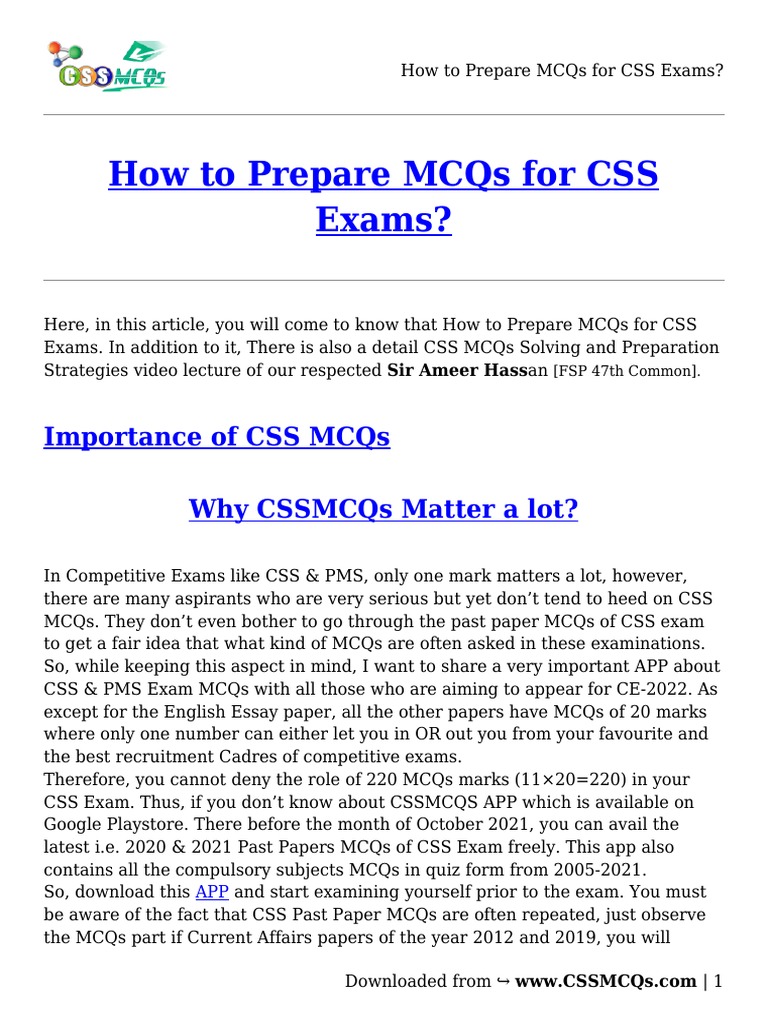 Preparing MCQs for CSS Exams | PDF | Multiple Choice | Test (Assessment)