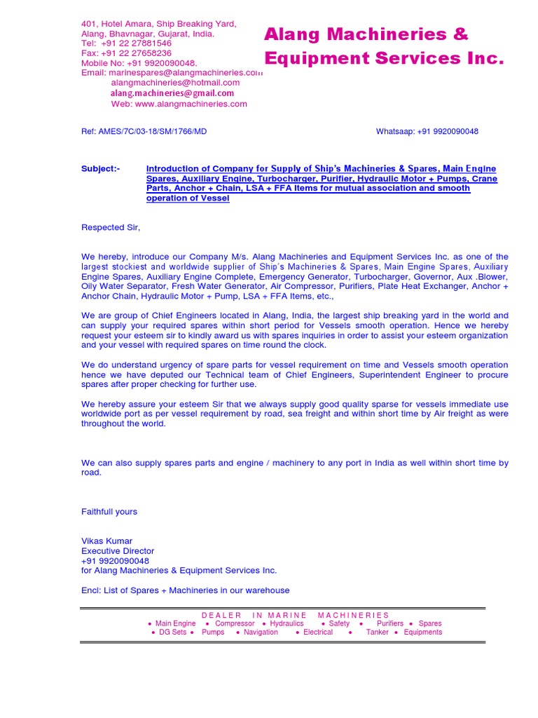 Introduction Letter | PDF | Engines | Manufactured Goods