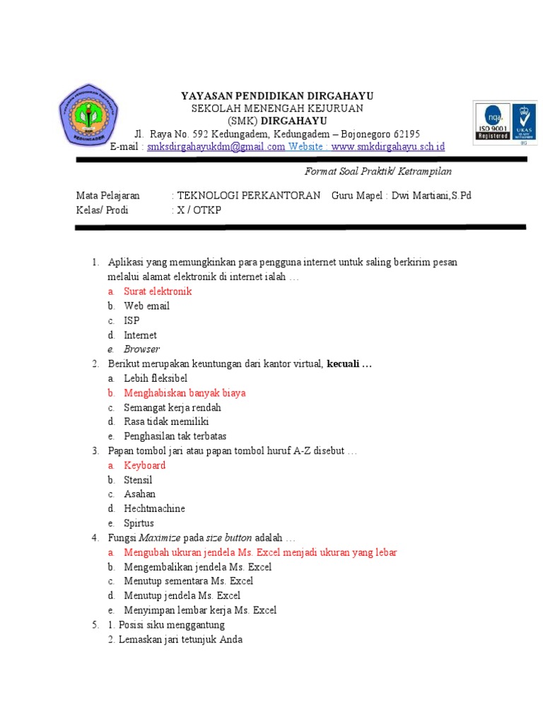 Soal Praktik Teknologi Perkantoran | PDF