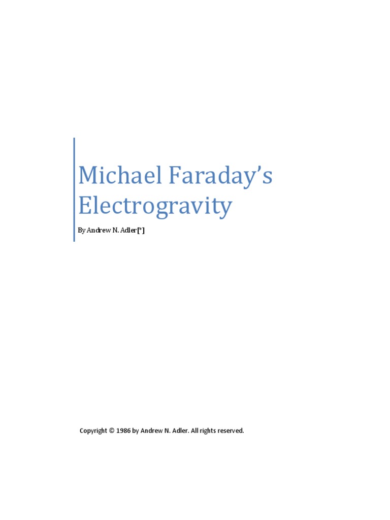 Michael Faraday's Electrogravity | PDF | Force | Field (Physics)