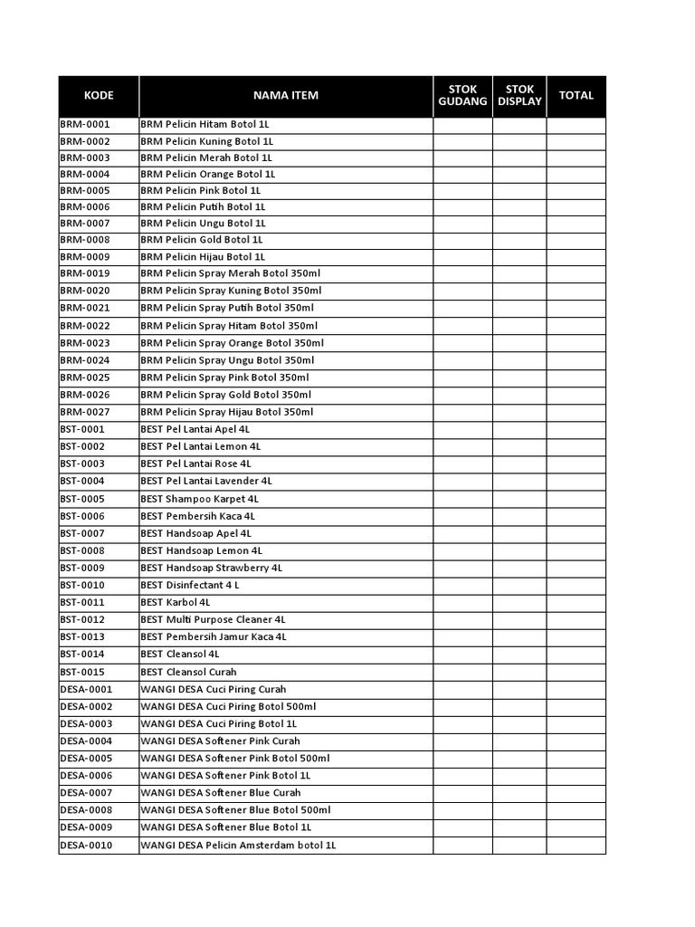 Format List Opname | PDF