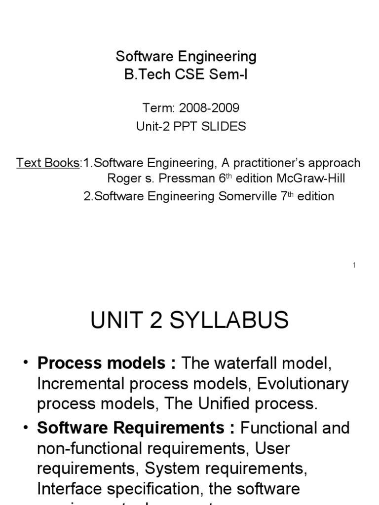 B.Tech CSE Sem-I Unit-2 PPT SLIDES Software Engineering | PDF | Software Prototyping | Unified ...