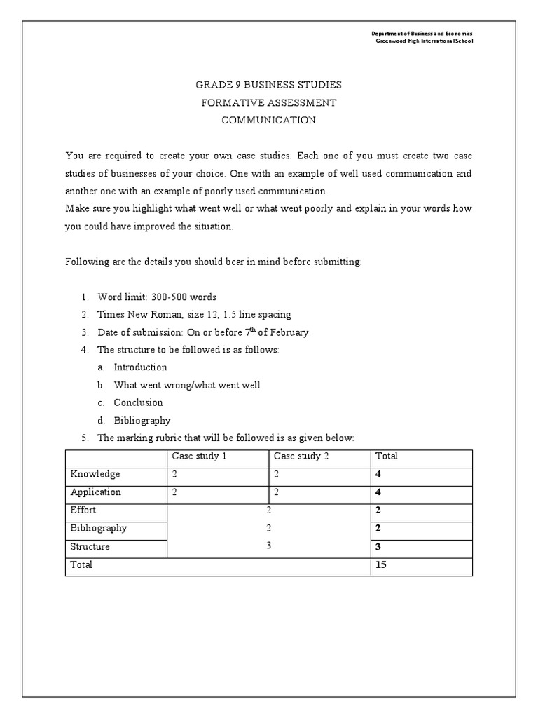 Business Studies Project Based Learning | PDF