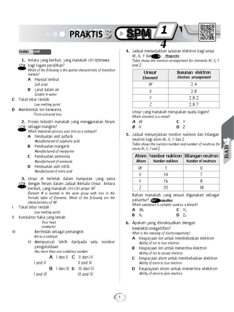 Praktis Kimia Bab 4 Tingkatan 4 | PDF