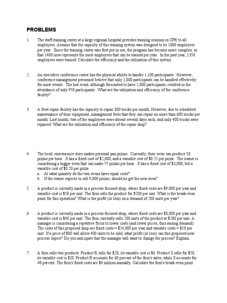 Capacity PROBLEMS | PDF | Economies | Business