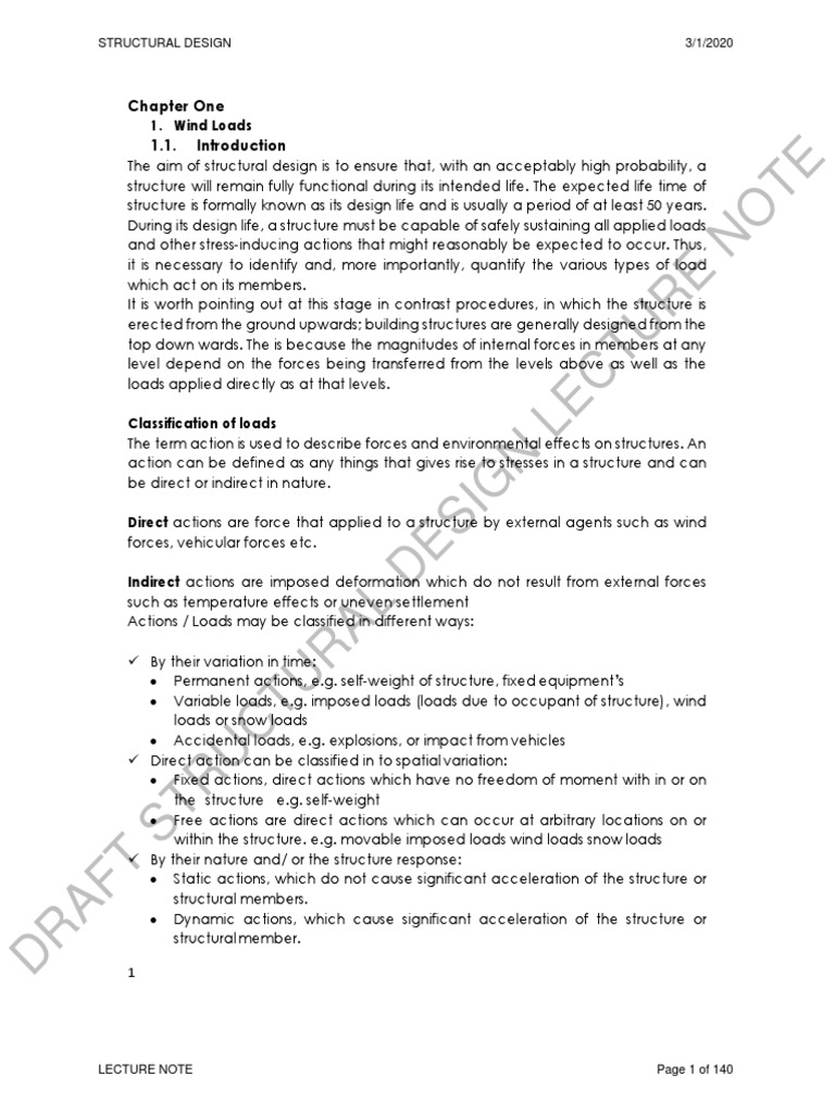 Draft Structural Design Lecture Note | PDF | Pressure | Wound