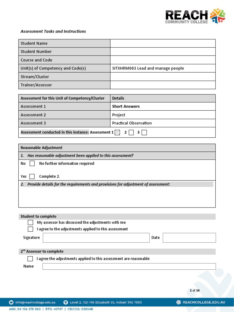 RC - SITXHRM003 Assessment 1 - Short Answers | PDF | Leadership | Goal