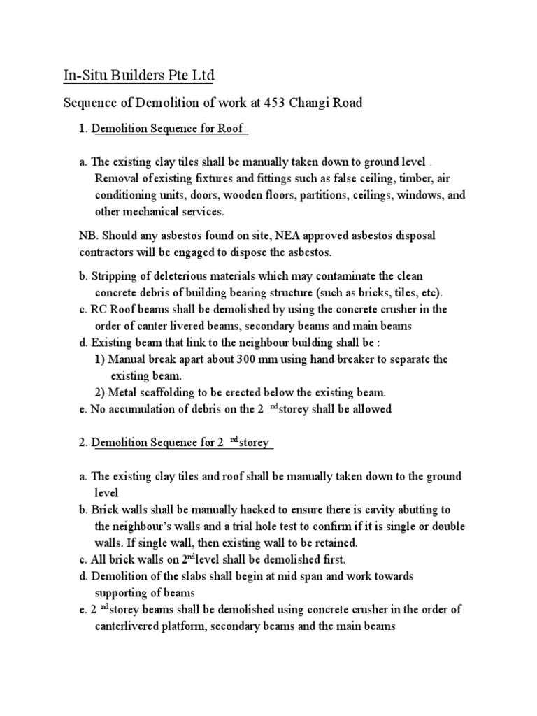 Demolition Plan for Builders | PDF | Demolition | Wall