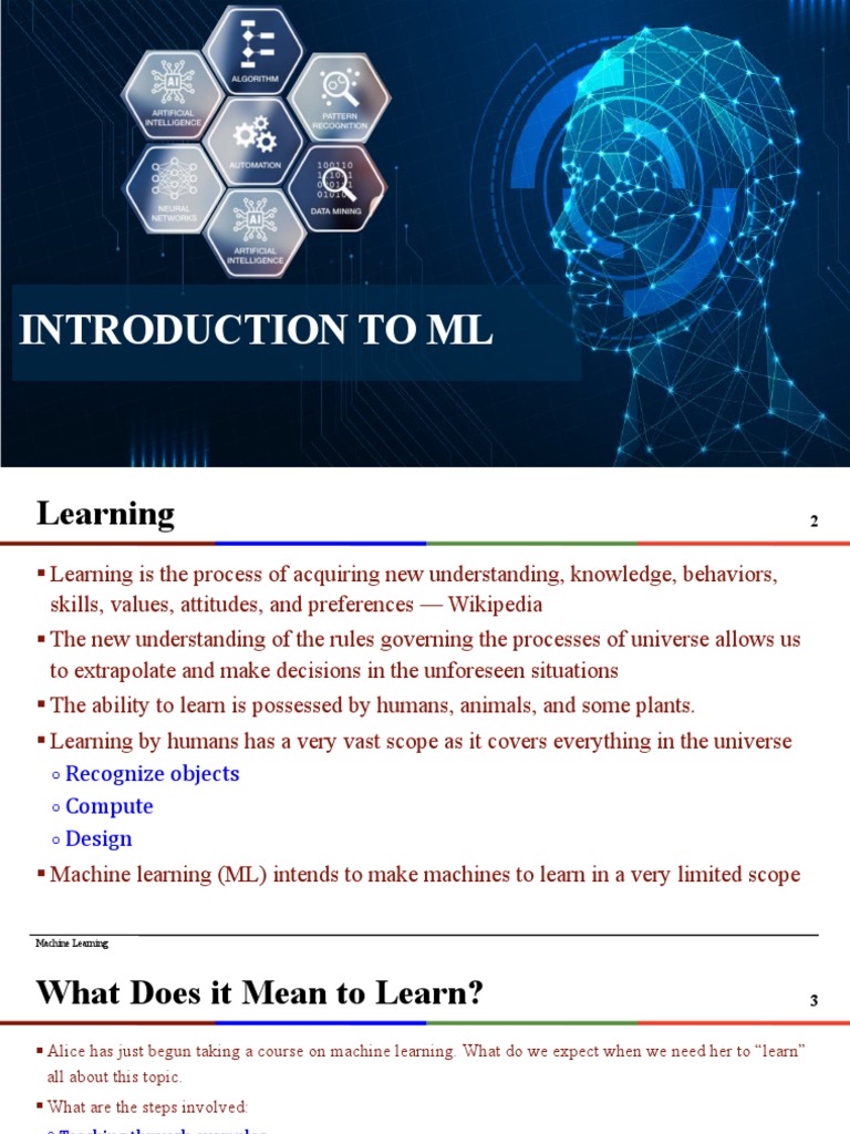 Lec 01 - Intro To ML | PDF | Machine Learning | Test (Assessment)