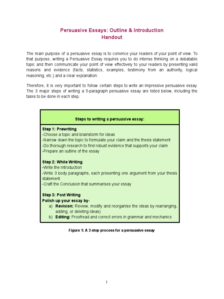 9.3 Handout - Persuasive Essay - Writing The Introduction | PDF ...