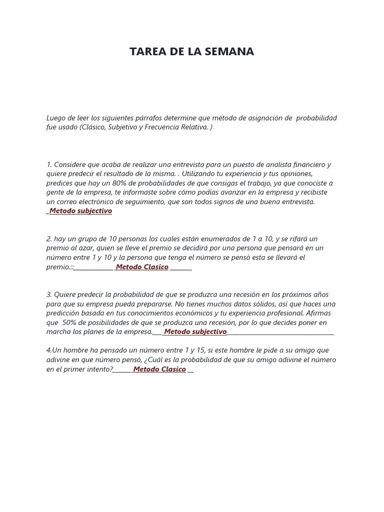 Tarea de La Semana | PDF