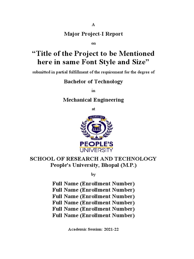 Major Project-1 Report Format | PDF | Academic Degree | Gratitude