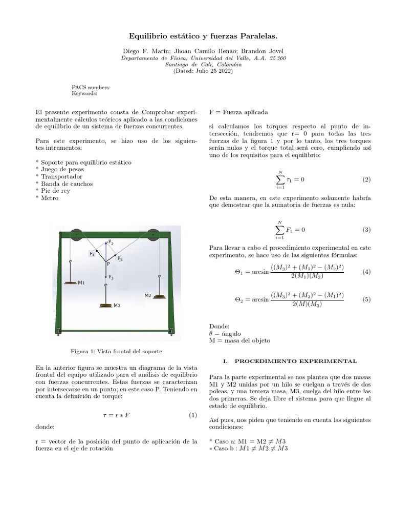 Equilibrio Estatico | PDF | Masa | Medición
