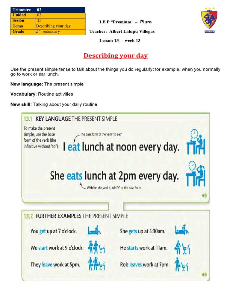 Lesson 14 - Describing Your Day | PDF