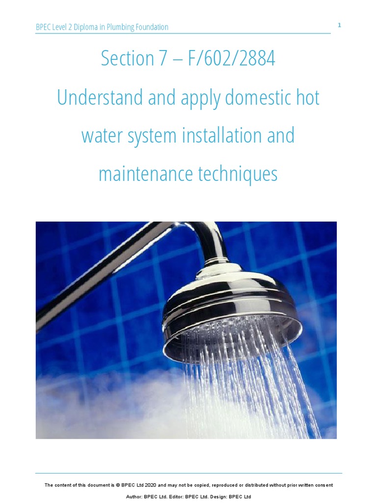Section 7 - F/602/2884 Understand and Apply Domestic Hot Water System ...