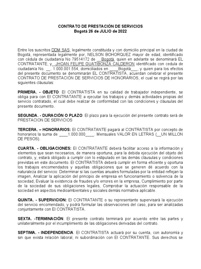 Formato de Contrato | PDF | Justicia | Derecho laboral