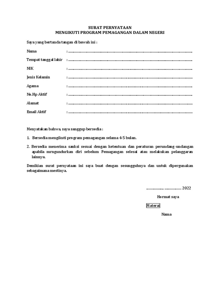 Form Regis & Pernyataan | PDF