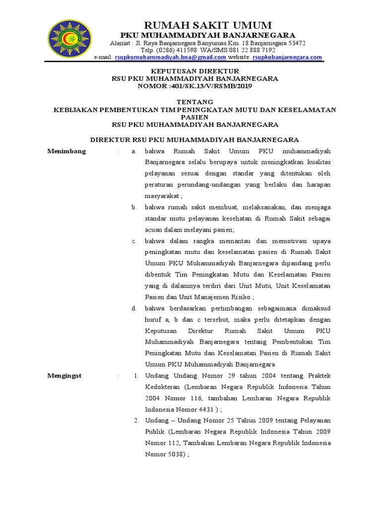 PMKP 1 EP 1 SK Pembentukan Tim PMKP | PDF