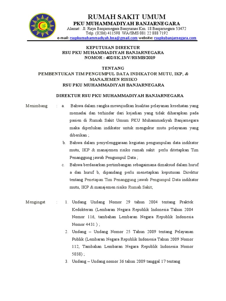 PMKP 1 EP 2 SK Penetapan PJ Data Tiap Unit | PDF