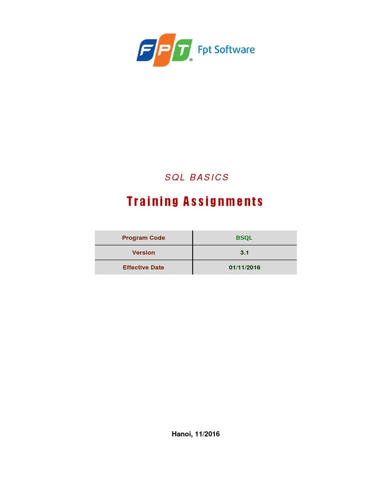 Training Assignments: SQL Basics | PDF | Relational Database | Databases