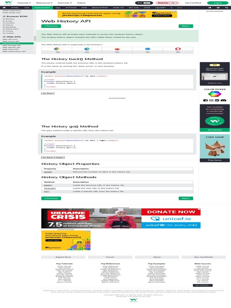 Web History API | PDF | World Wide Web | Internet & Web Web History API | PDF | World Wide Web | Internet & Web
