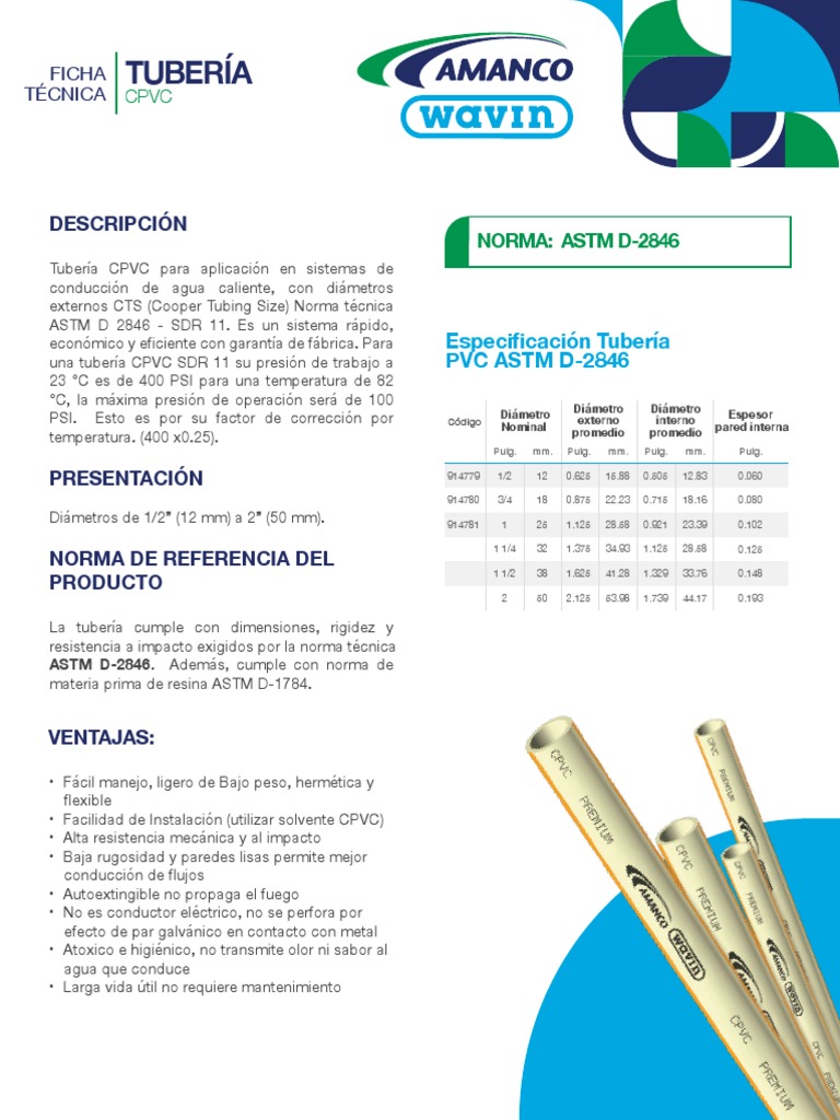 Ficha-T CPVC | PDF | Tubería (transporte de fluidos) | Ingeniería mecánica