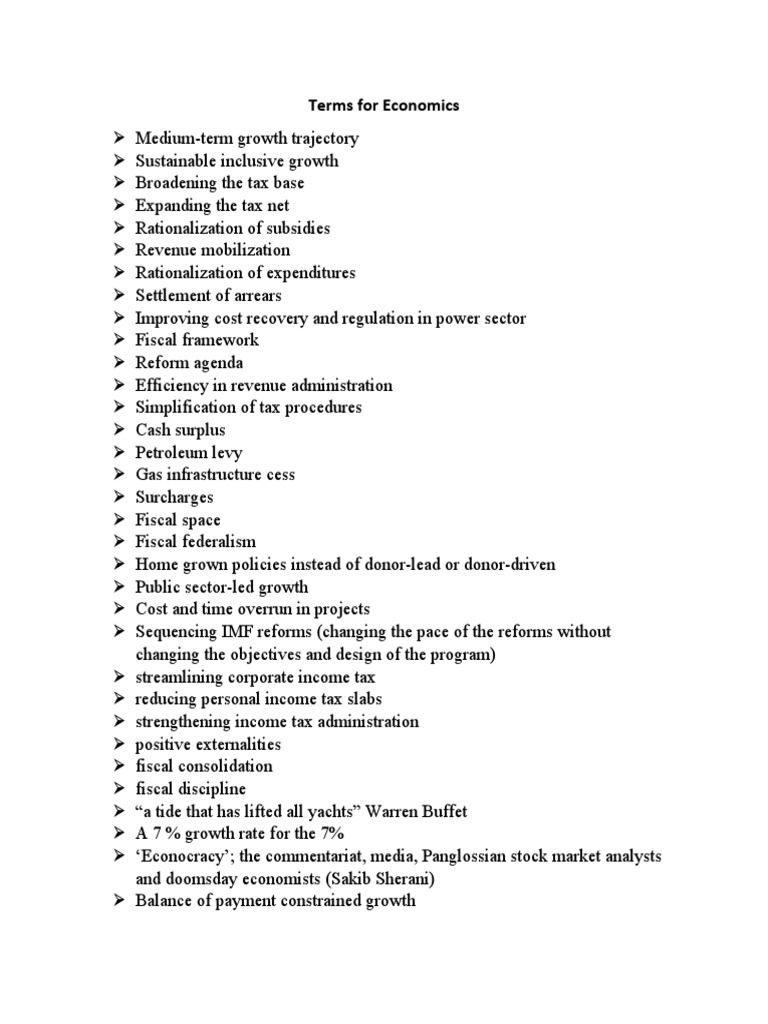 Terms For Economics | PDF