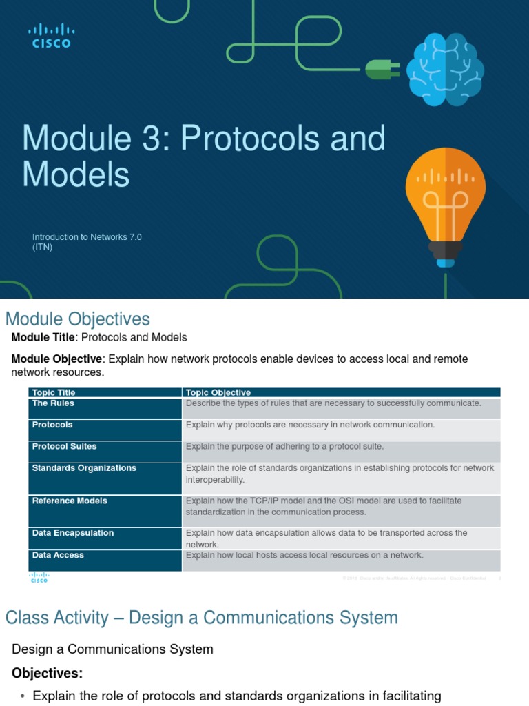 Module 3 Protocols And Models Introduction To Networks 70 Itn Pdf Osi Model Computer