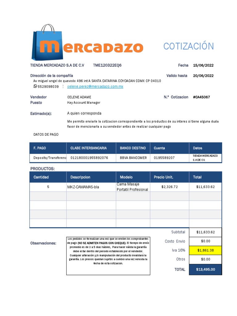 Ejemplo de Cotización | PDF | Economias | Dinero