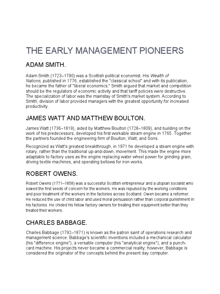 Early Pioneers of Scientific Management: Exploring the Foundational ...