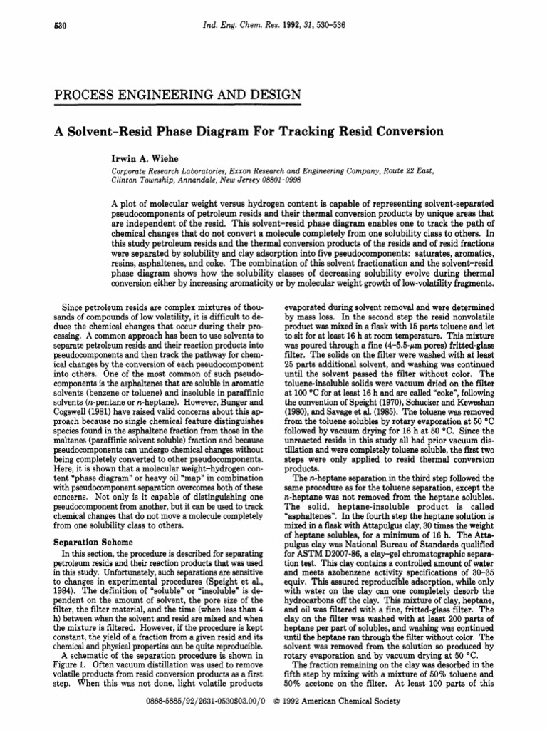 Process Engineering and Design: A Solvent-Resid Phase Diagram For ...