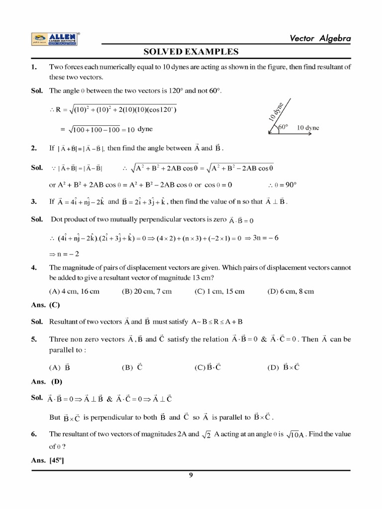 02-Vectors Algebra - (Exercise) | PDF