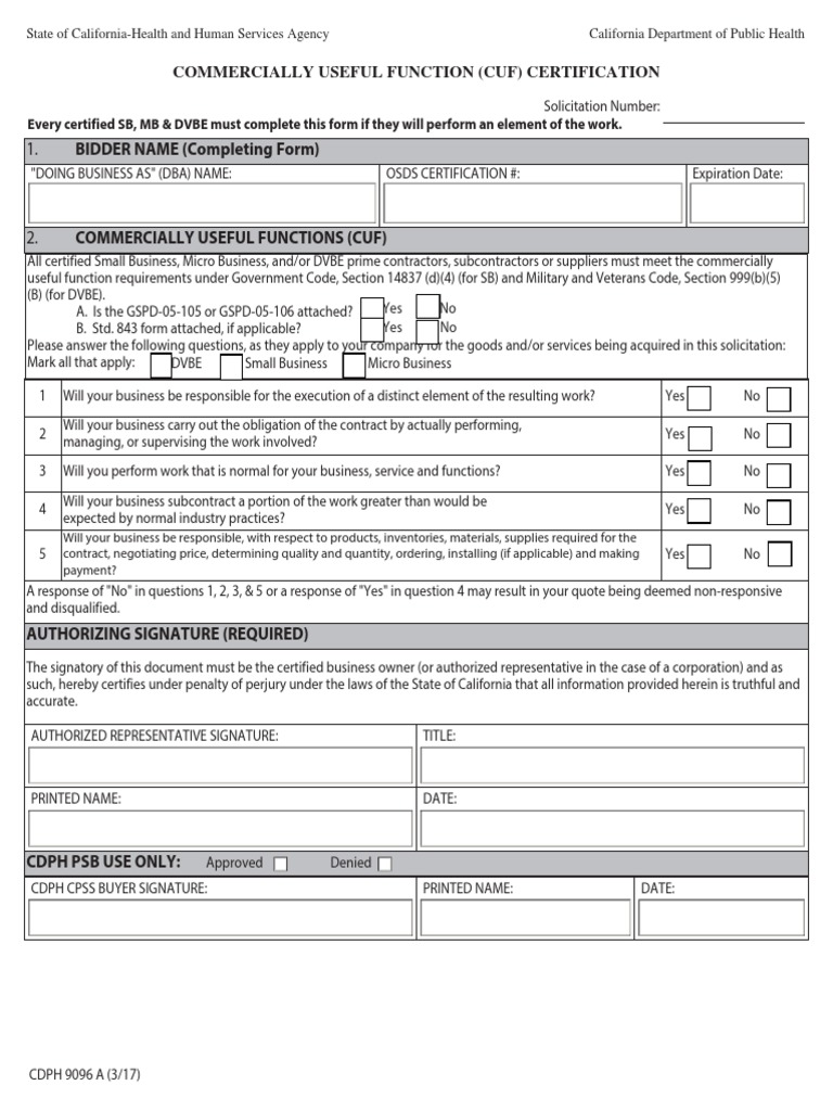 Commercially Useful Function (Cuf) Certification | PDF | Business Law ...