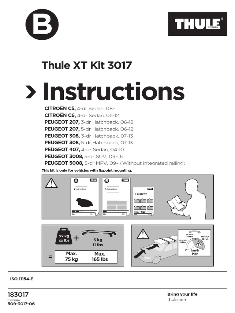 Thule XT Kit 3017 | PDF | Vehicles | Car Manufacturers