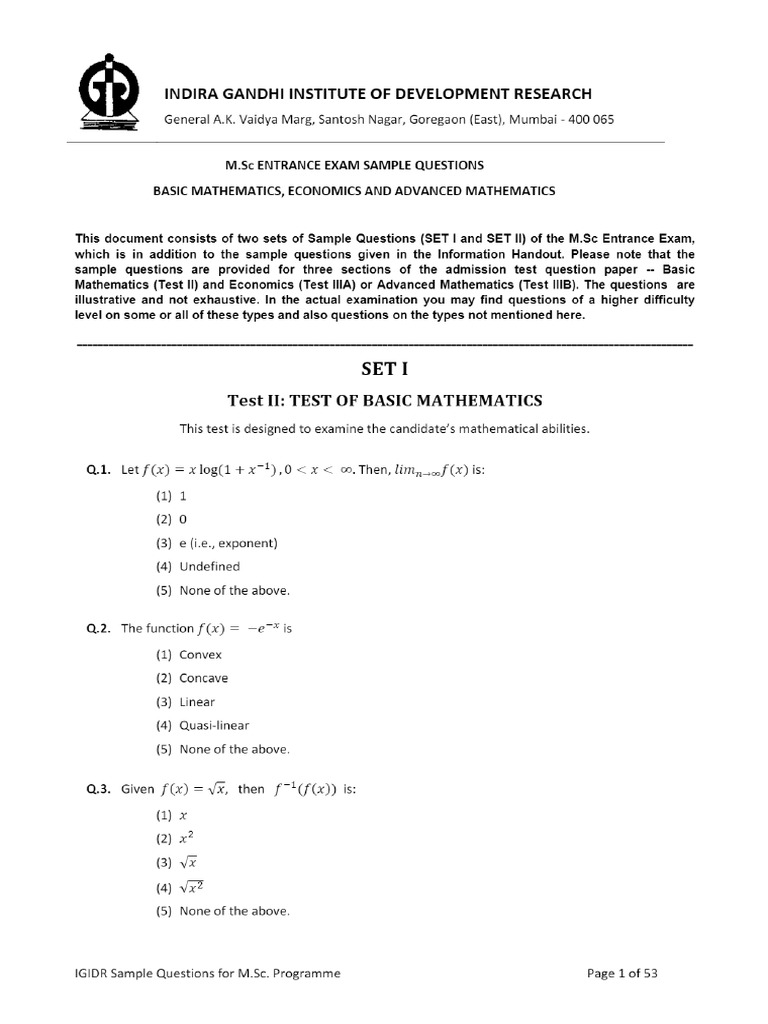 Sample Questions MSC | PDF