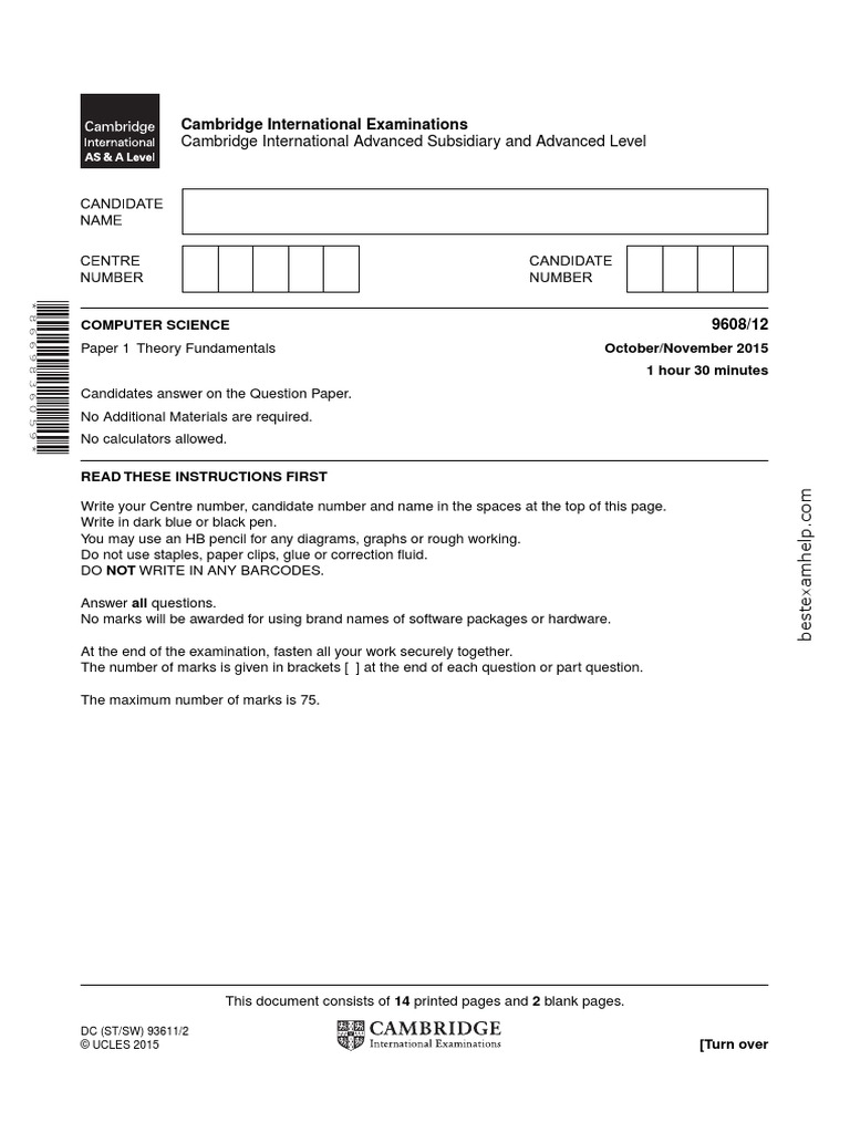 Cambridge International Advanced Subsidiary and Advanced Level | PDF | Data Compression | Random ...