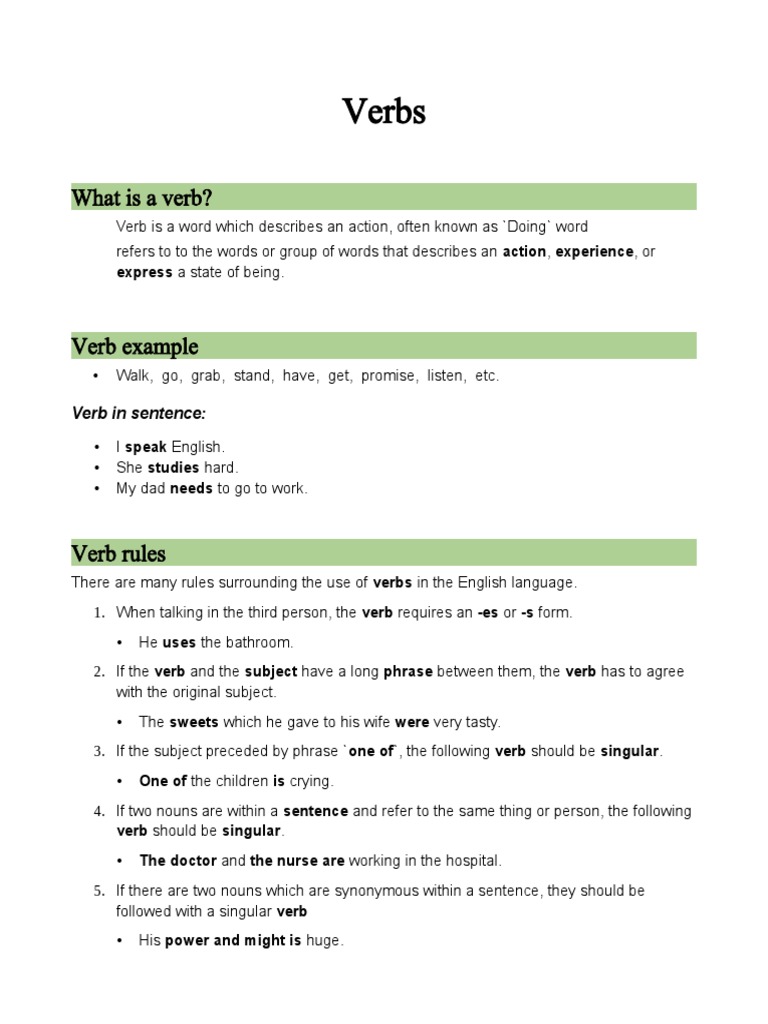 Verbs: What Is A Verb? | PDF | Verb | Grammatical Number