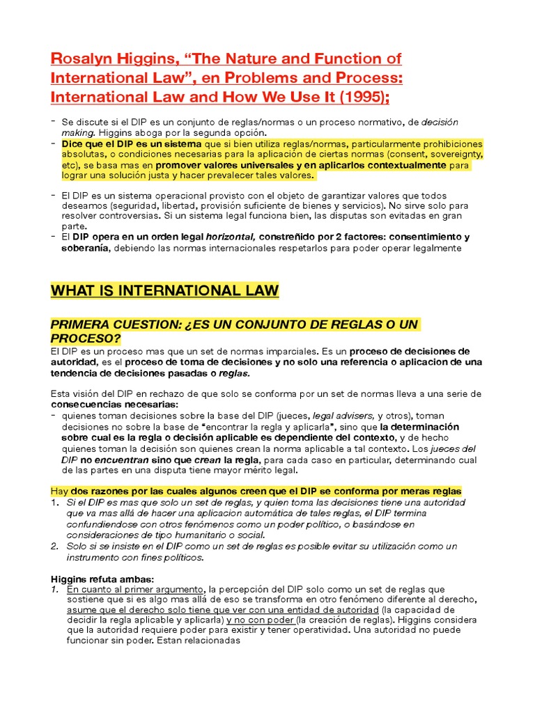 Resumen Texto Rosalyn Higgins DIP | PDF | Juez | Ciencias Políticas