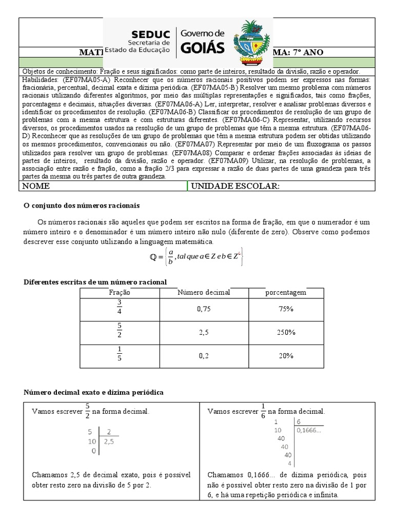 Aula 13 - 7º MAT - Fração e Seus Significados - Como Parte de Inteiros ...