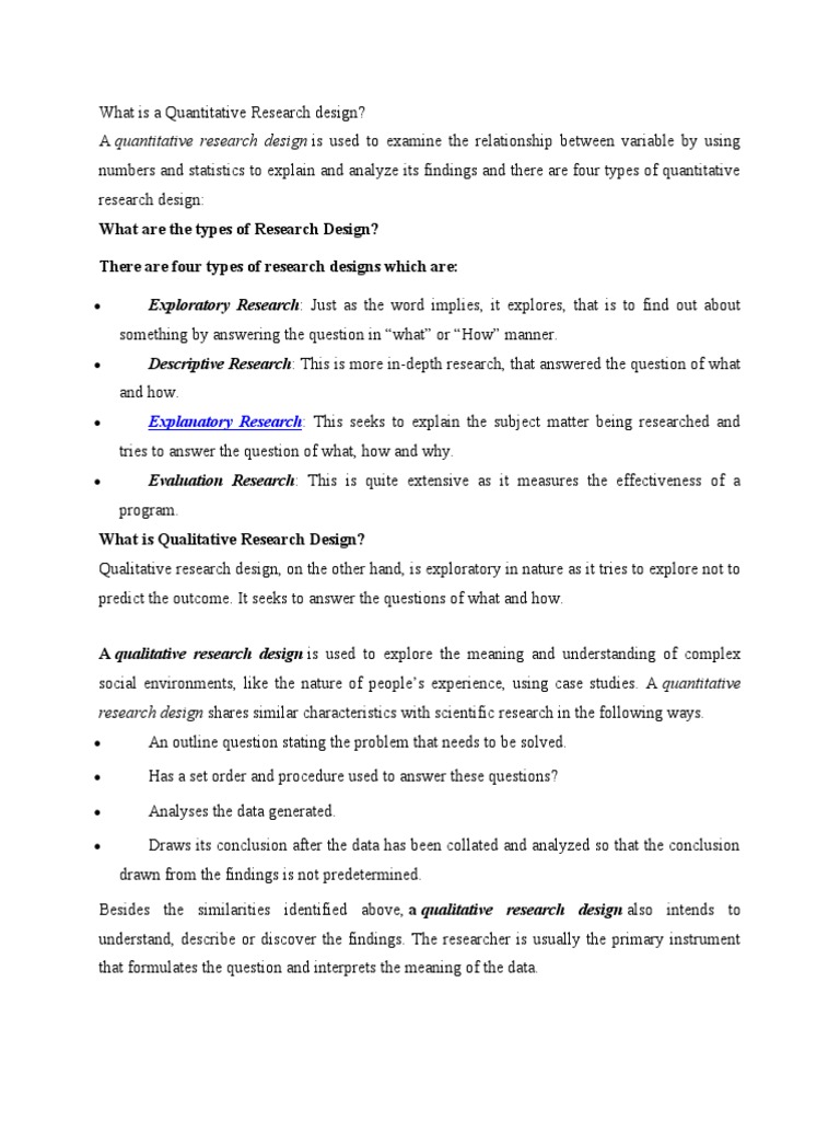 What Is A Quantitative Research Design | PDF | Statistics ...